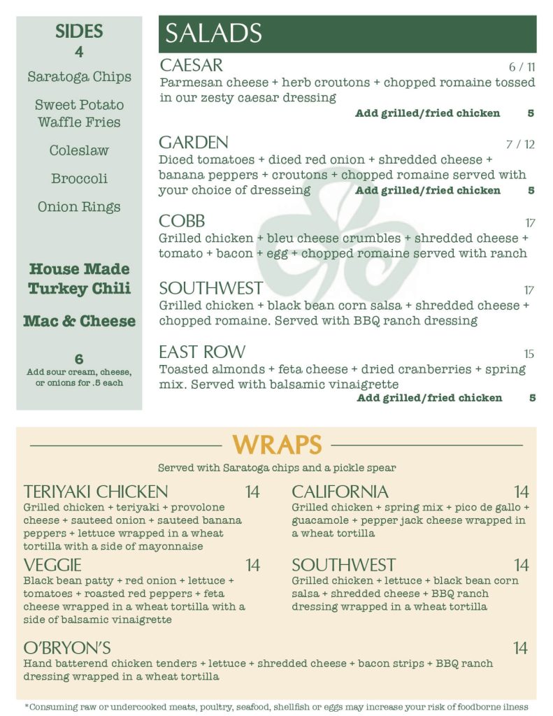 Menu / Specials – O'Bryon's Bar & Grill