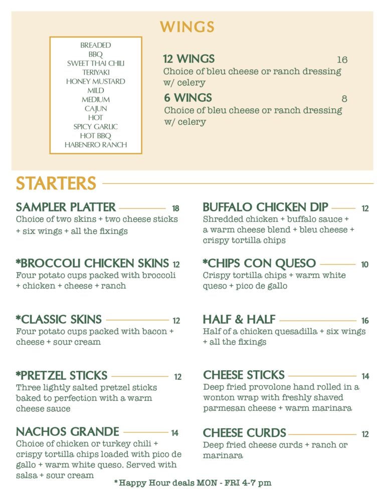 Menu / Specials – O'Bryon's Bar & Grill